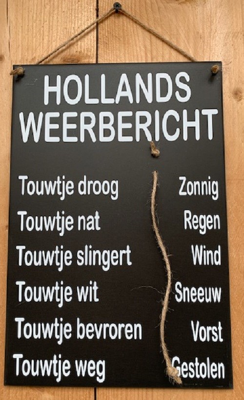 Zinken tekstbord Hollands weerbericht | zinkhuysje.nl