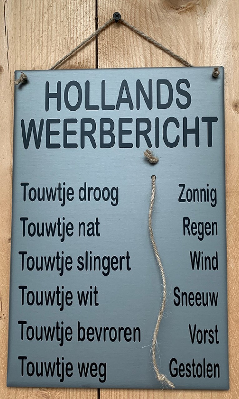 Zinken tekstbord Hollands weerbericht | zinkhuysje.nl
